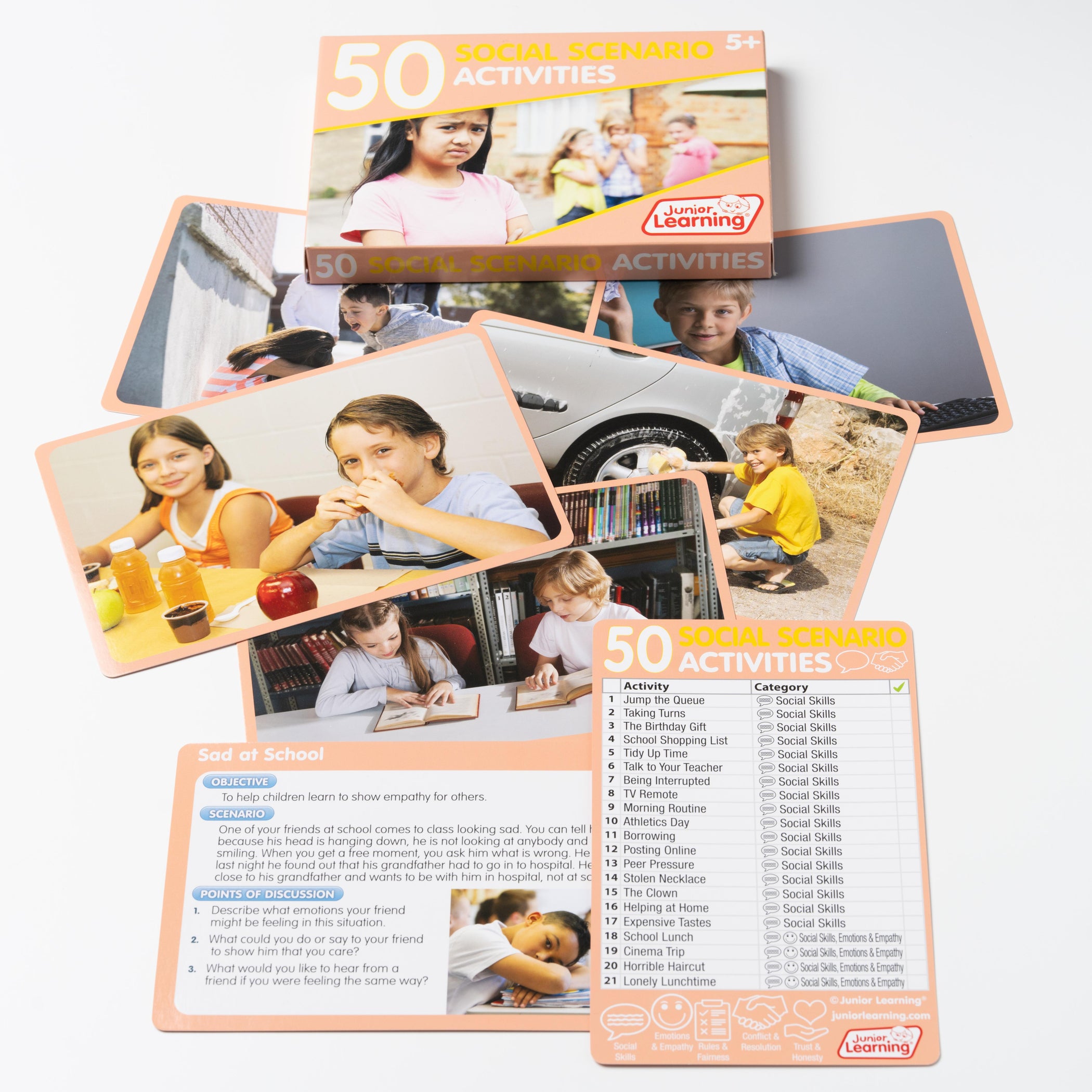 Junior Learning 50 Social Scenario Activity Flash Cards Picture Book ...
